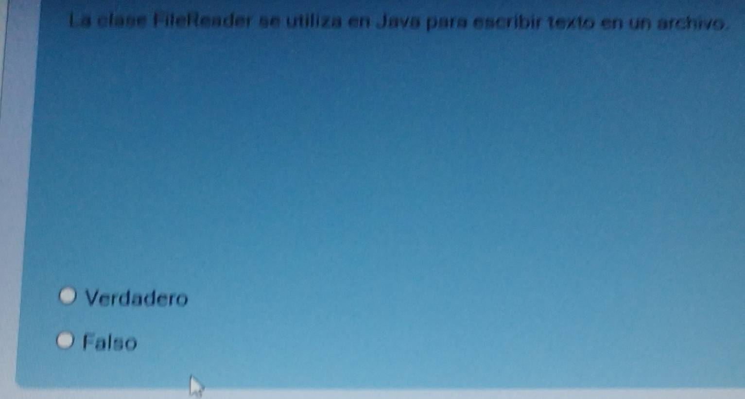Resuelto:La clase FileReader se utiliza en Java para escribir texto en ...