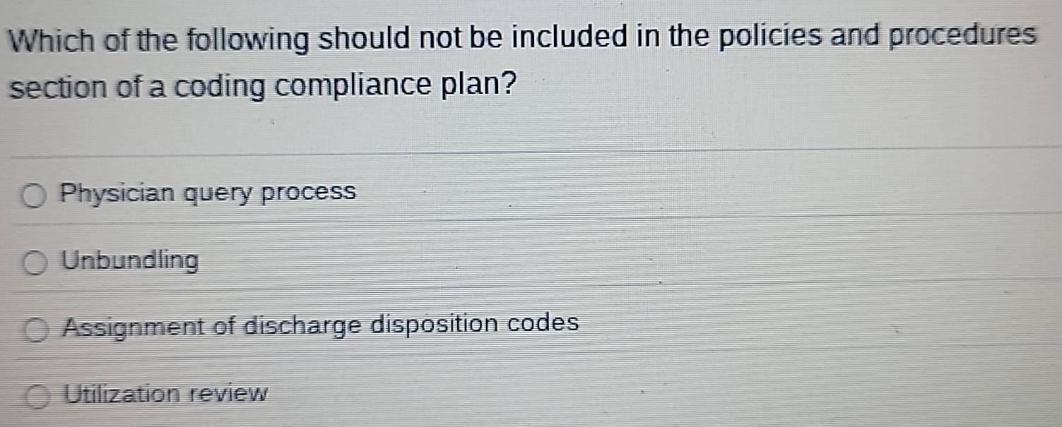 Solved: Which of the following should not be included in the policies ...