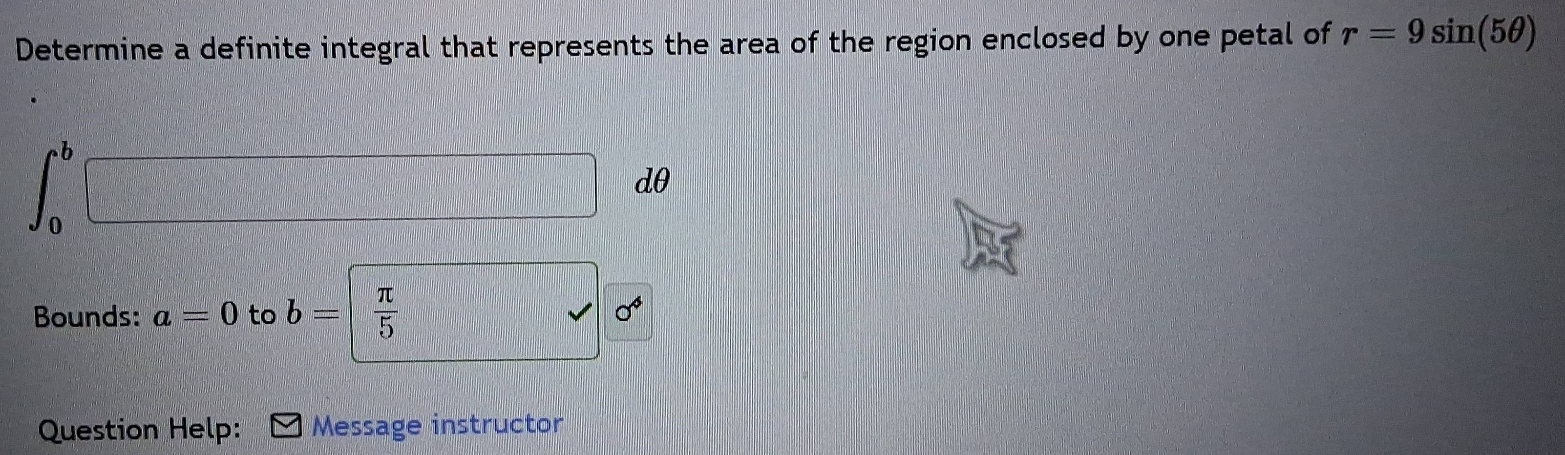 Solved: Determine a definite integral that represents the area of the ...