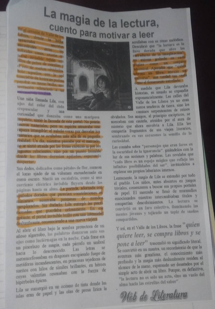 Resuelto:La magia de la lectura, cuento para leer Brbarrullaban con su ...