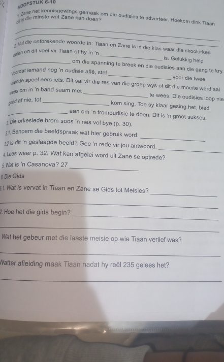 Solved: HOOFSTUK 6-10 2ane het kennisgewings gemaak om die oudisies to ...