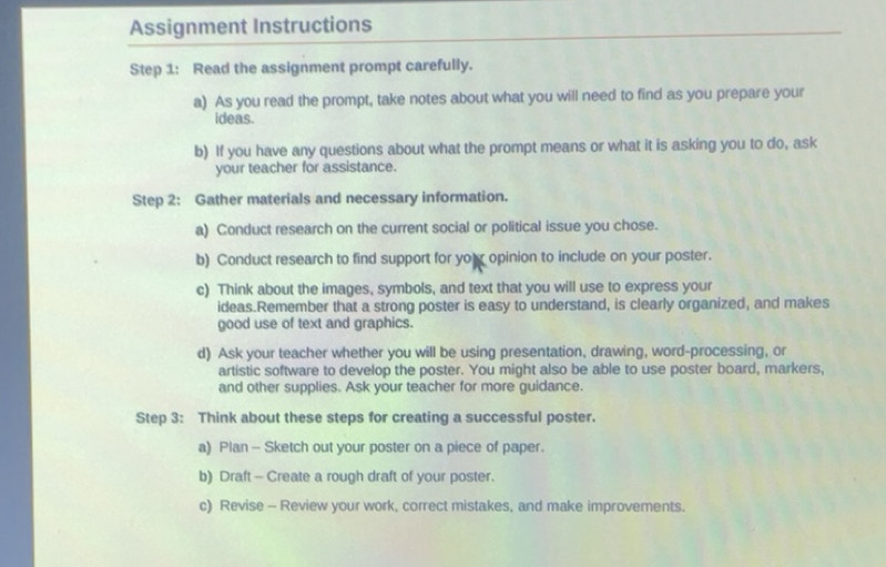 Solved: Assignment Instructions Step 1: Read the assignment prompt ...