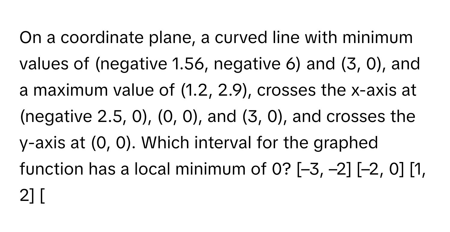 Solved: On a coordinate plane, a curved line with minimum values of ...