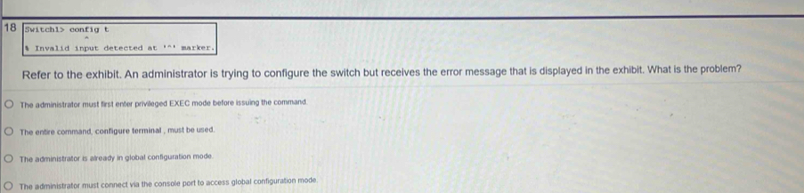 Solved: 18 5witchl> config t * Invalid input detected at '^' marker ... Solved: 18 5witchl> config t * Invalid input detected at '^' marker ...