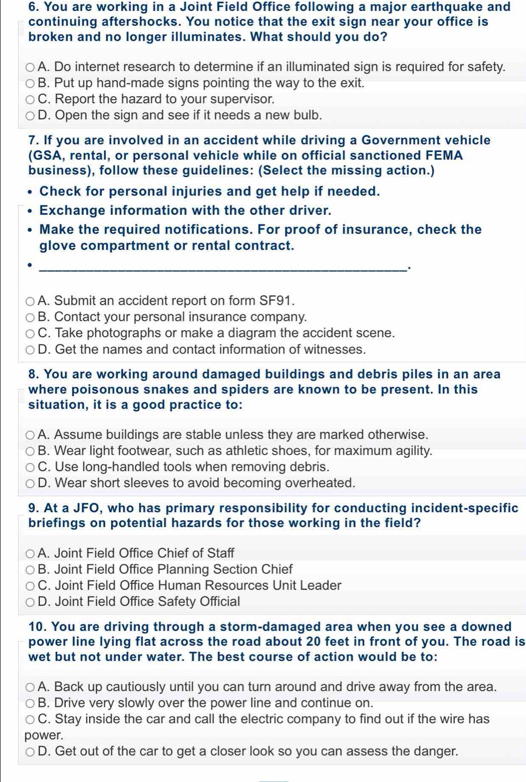 Solved: You are working in a Joint Field Office following a major ...
