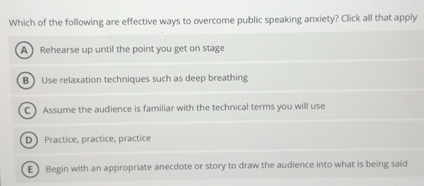 Solved: Which of the following are effective ways to overcome public ...