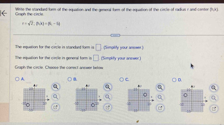 Solved: Write the standard form of the equation and the general form of ...