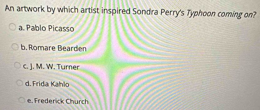 Solved: An artwork by which artist inspired Sondra Perry's Typhoon ...