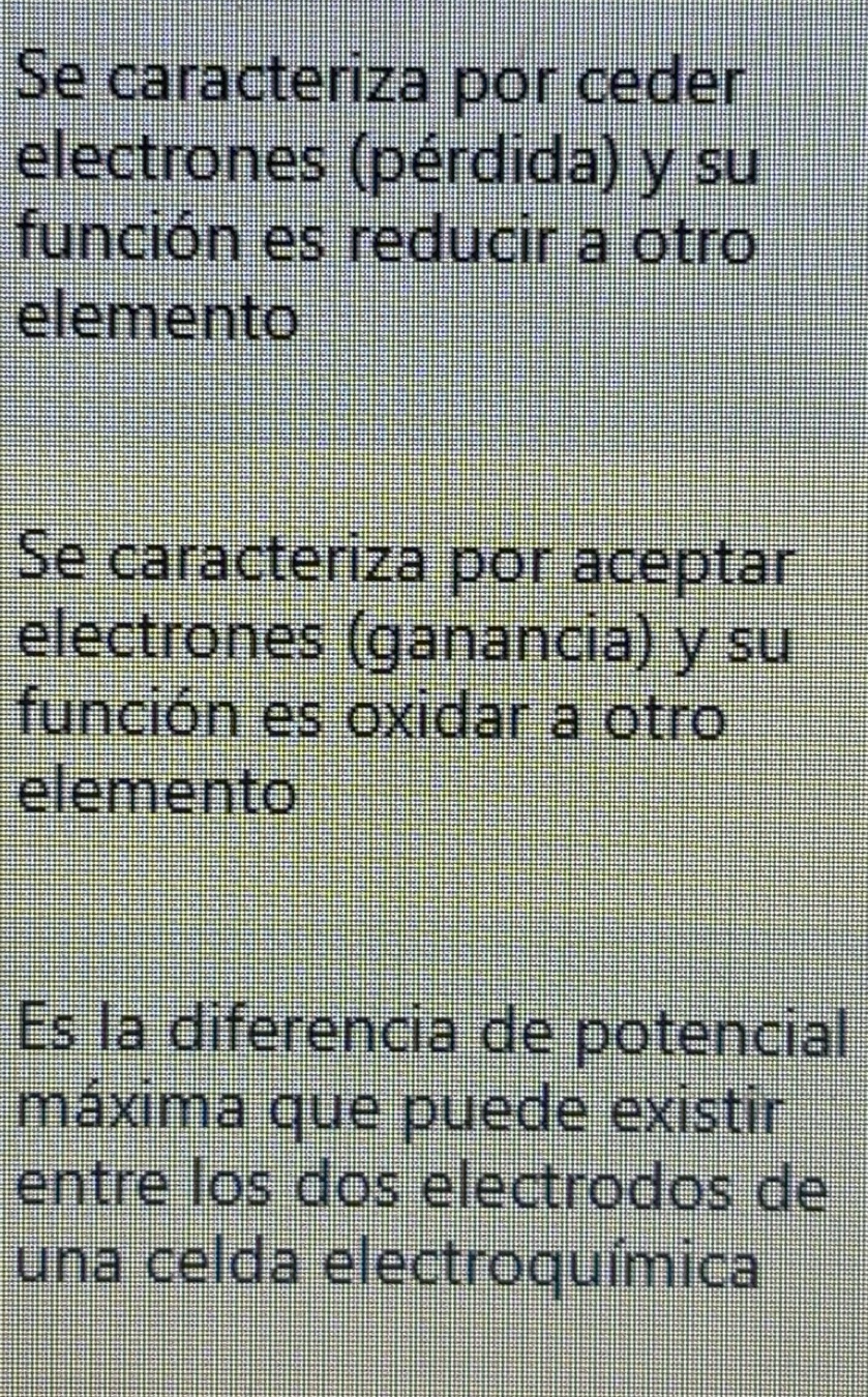 Resuelto:Se caracteriza por ceder electrones (pérdida) y su función es ...