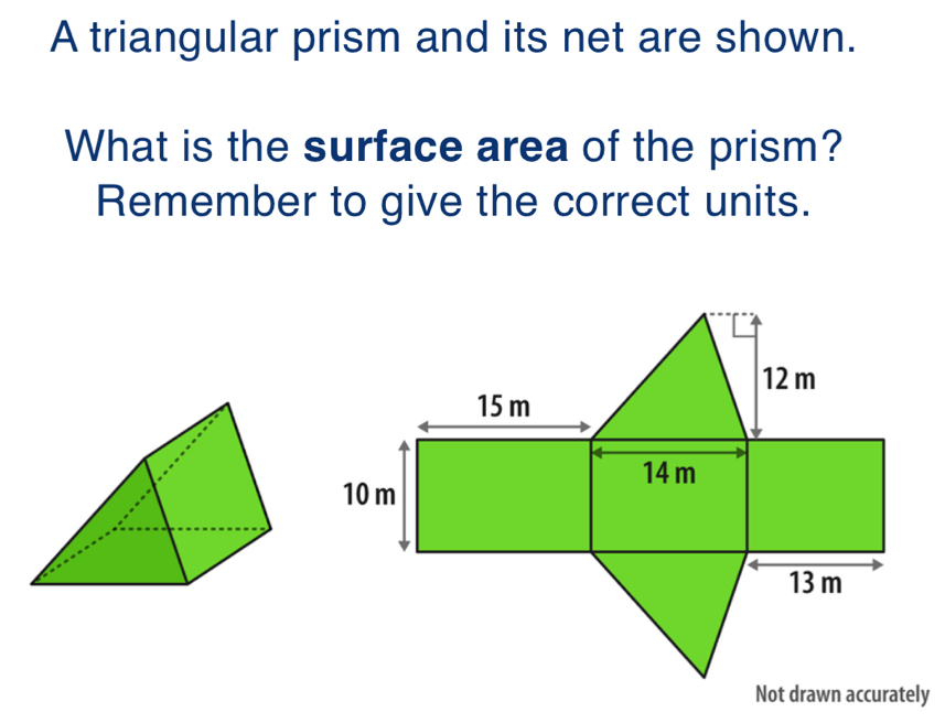 Solved: A triangular prism and its net are shown. What is the surface area of the prism? Remembe ...