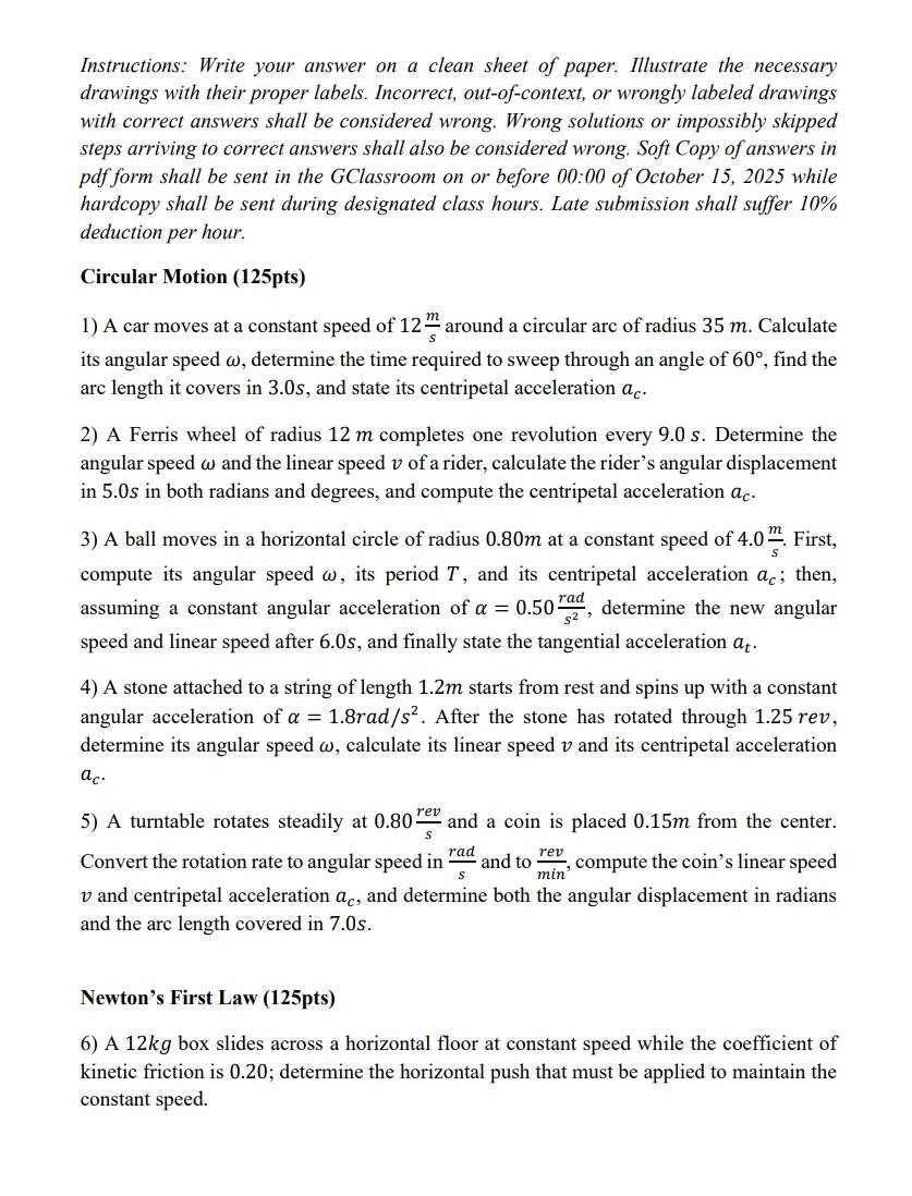 Solved: Instructions: Write your answer on a clean sheet of paper ...