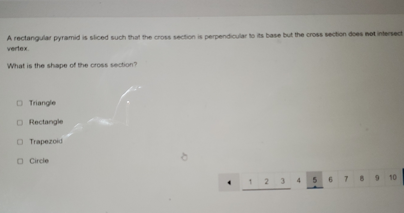 Solved: A rectangular pyramid is sliced such that the cross section is ...