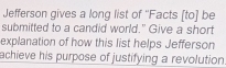 Solved: Jefferson gives a long list of ''Facts [to] be submitted to a ...