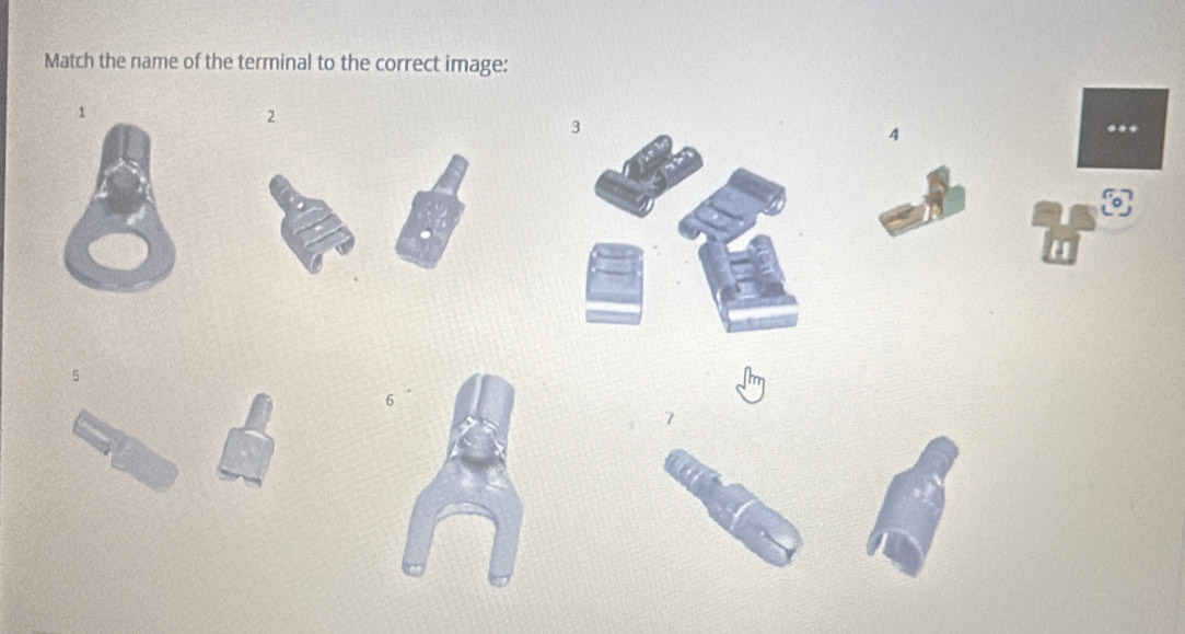 Solved: Match the name of the terminal to the correct image: 1 2 A ... a 5 7 [Others]