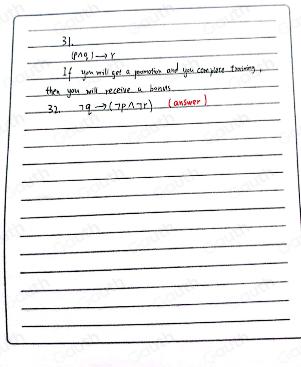 Solved: Let p, g,and r represent the following: p : you will get a ...