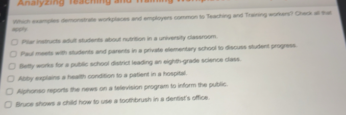 Solved: Analyzing reaching and fain Which examples demonstrate ...