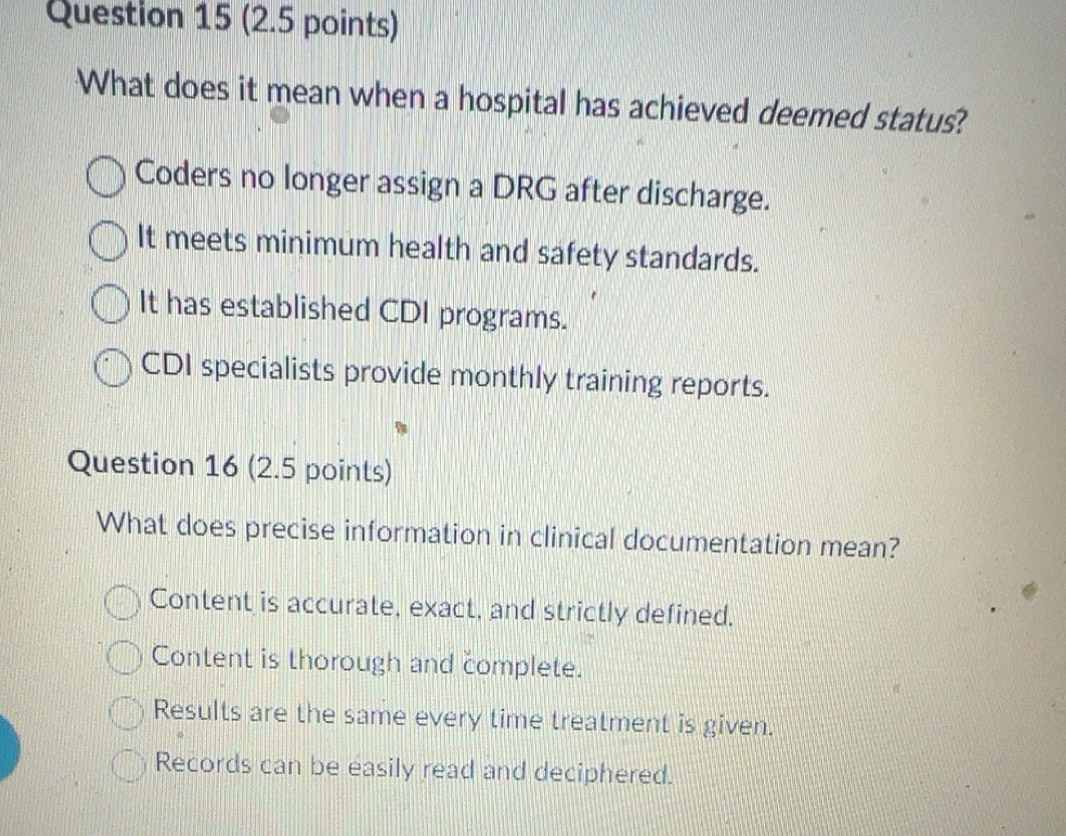 Solved: What does it mean when a hospital has achieved deemed status ...