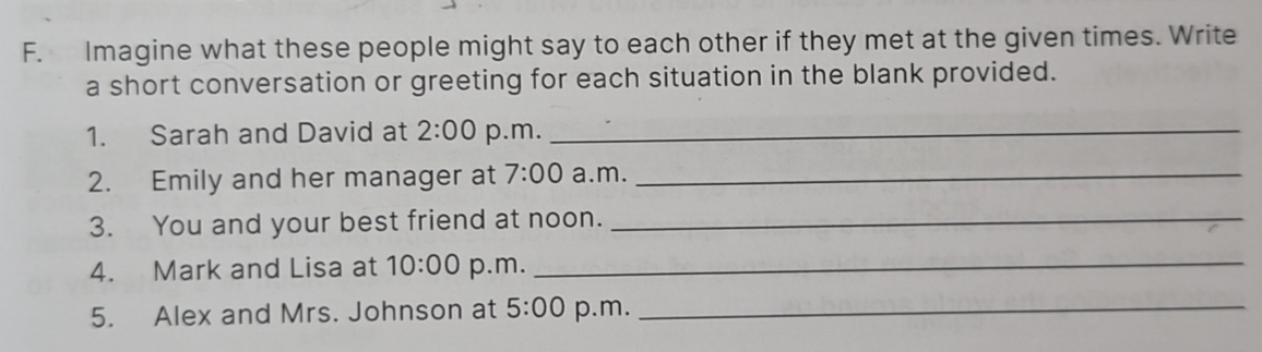 Solved: Imagine what these people might say to each other if they met ...