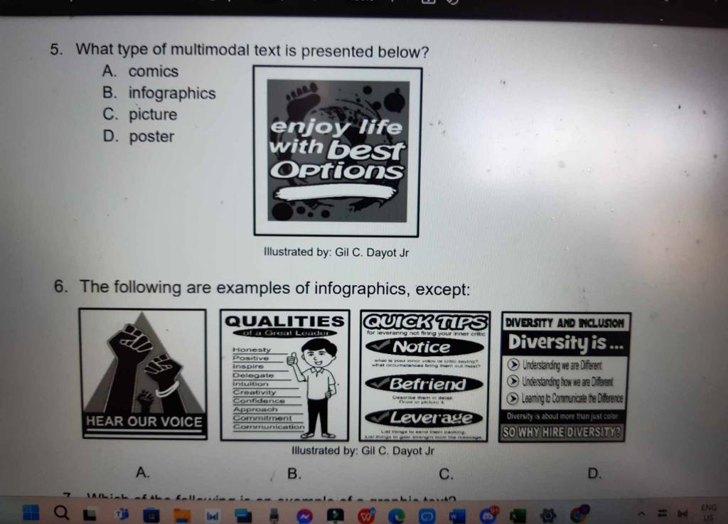 Solved: What type of multimodal text is presented below? A. comics B ...