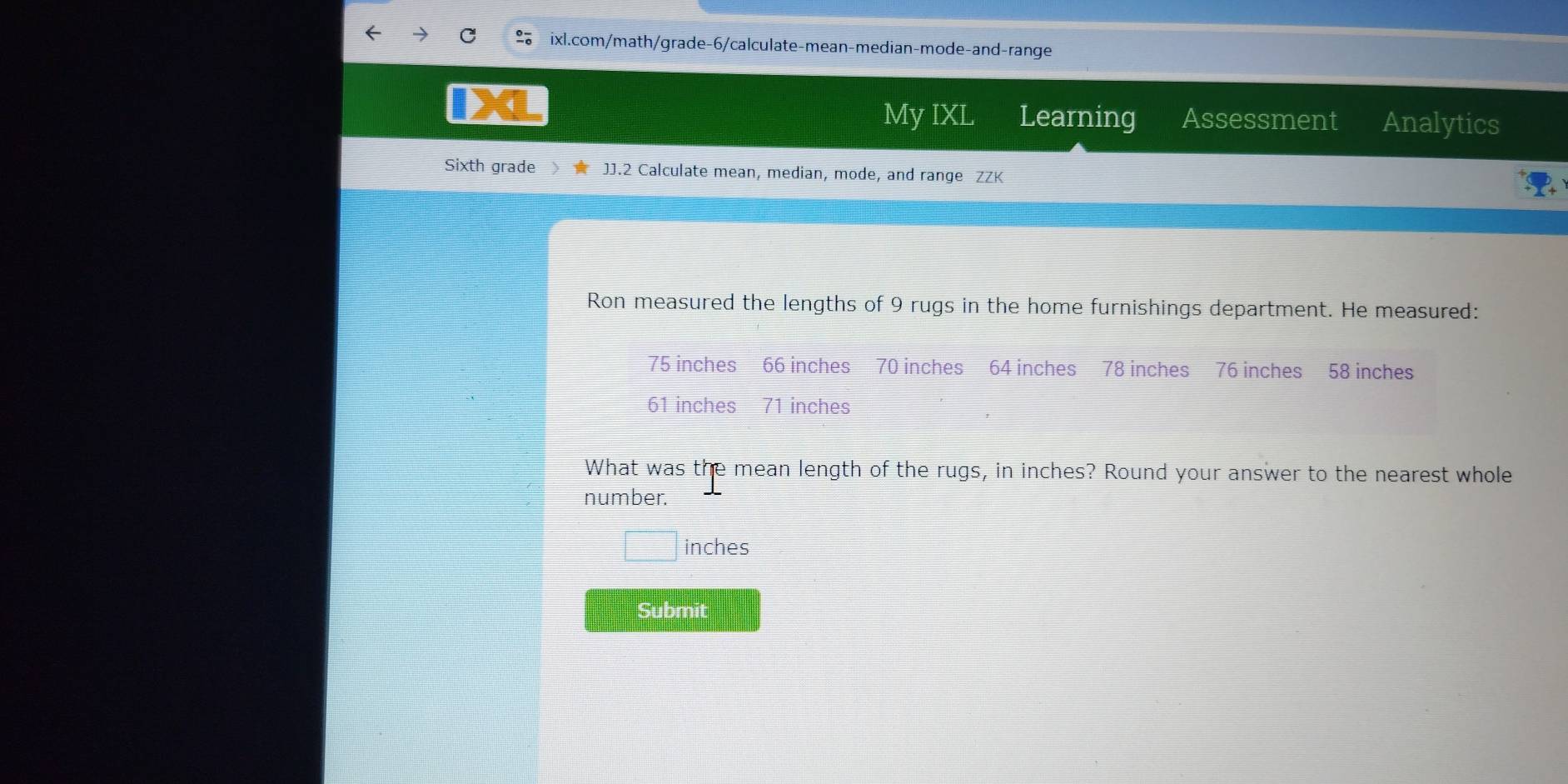 Solved: ) My IXL Learning Assessment Analytics Sixth grade JJ.2 ...