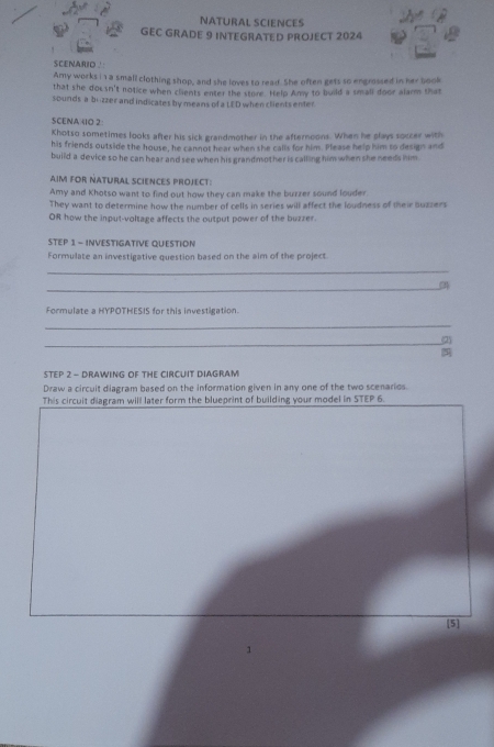 Solved: NATURAL SCIENCES GEC GRADE 9 INTEGRATED PROJECT 2024 SCENARIO ...
