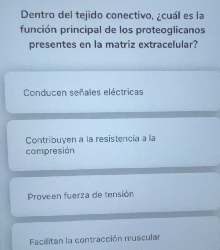Resuelto:Dentro del tejido conectivo, ¿cuál es la función principal de ...