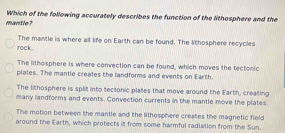 Solved: Which of the following accurately describes the function of the ...