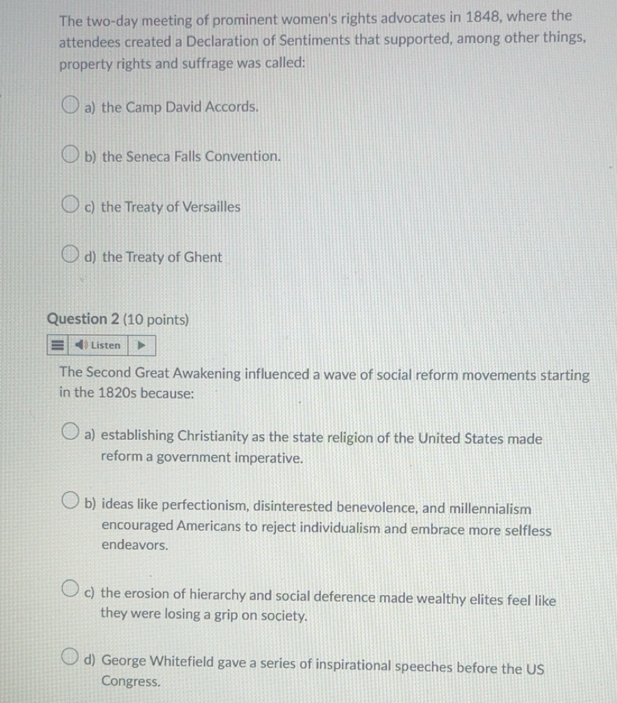 Solved: The two-day meeting of prominent women's rights advocates in ...