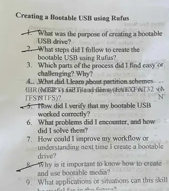 Solved: Creating a Bootable USB using Rufus 1. What was the purpose of ...
