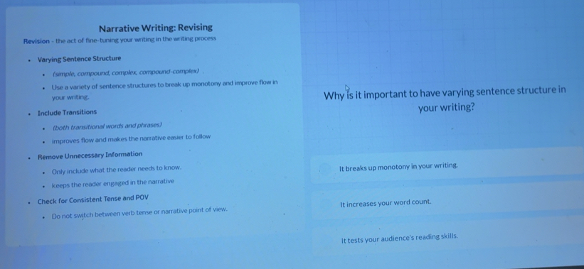Résolu :Narrative Writing: Revising Revision - the act of fine-tuning ...