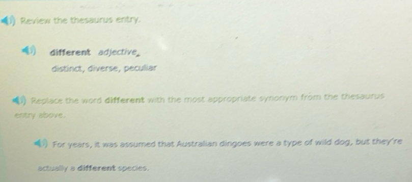 Solved: Review the thesaurus entry. different adjective_ distinct ...