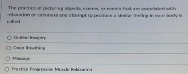 Solved: The practice of picturing objects, scenes, or events that are ...