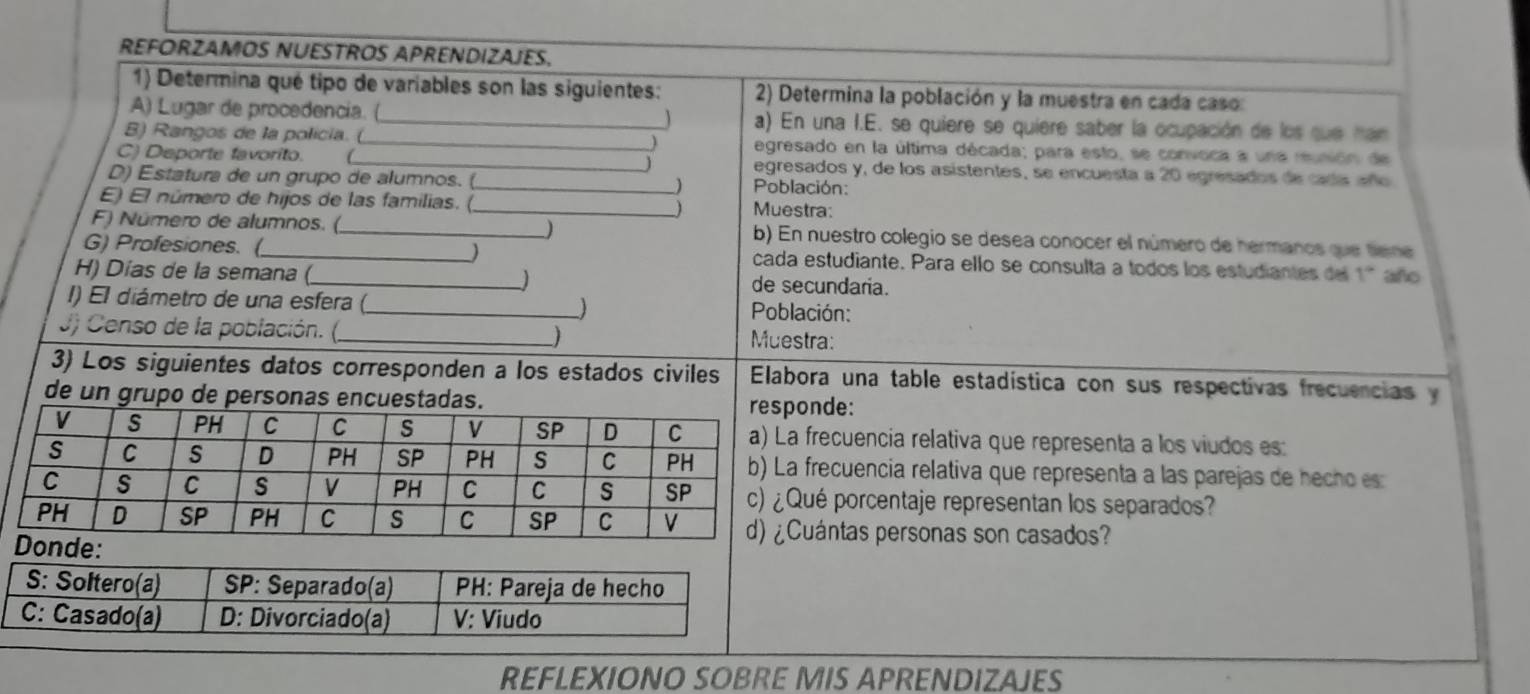 Resuelto:REFORZAMOS NUESTROS APRENDIZAJES, 1) Determina qué tipo de ...