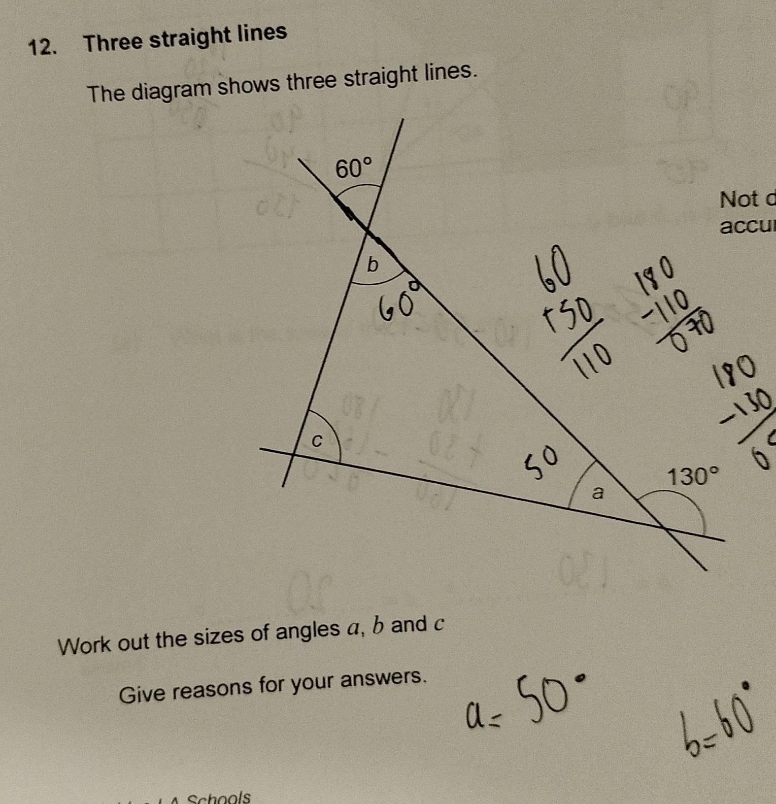 Solved: Three straight lines The diagram shows three straight lines. 60 ...
