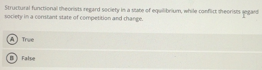 Solved: Structural functional theorists regard society in a state of ...