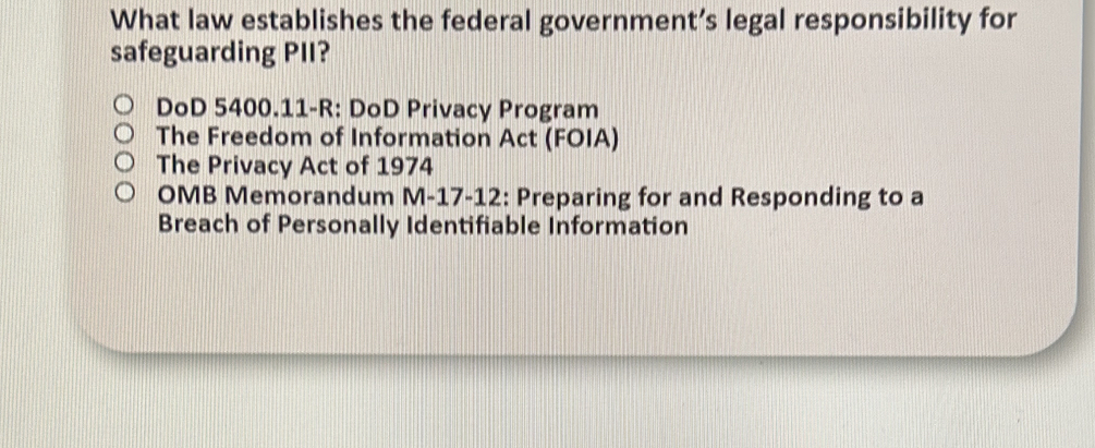 Solved: What law establishes the federal government’s legal ...