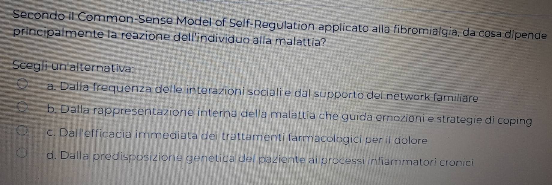 Risolto:Secondo il Common-Sense Model of Self-Regulation applicato alla ...