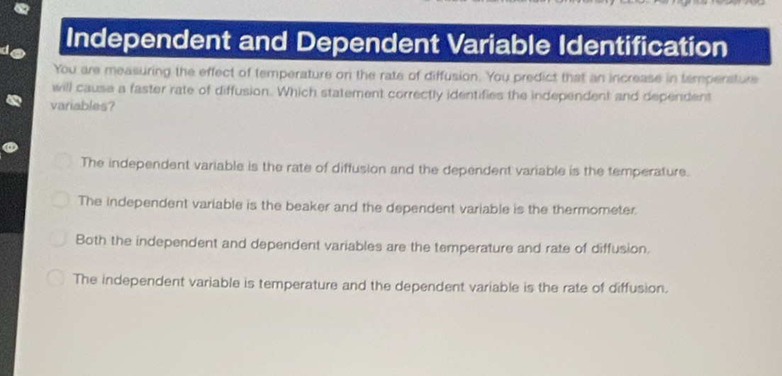 Solved: Independent and Dependent Variable Identification You are ...