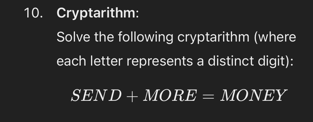 Solved: Cryptarithm: Solve the following cryptarithm (where each letter ...