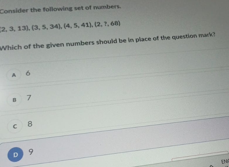 Solved: Consider the following set of numbers. (2,3,13), (3,5,34), (4,5 ...