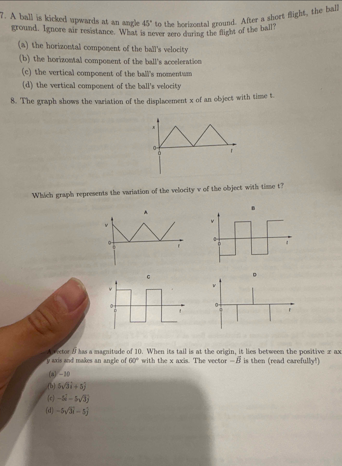 Solved: A ball is kicked upwards at an angle 45° to the horizontal ...