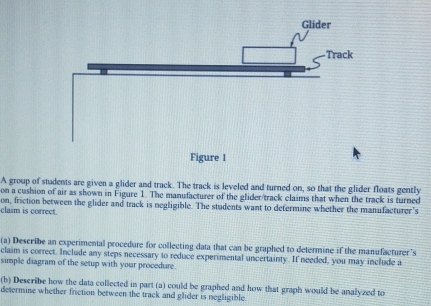 Solved: A group of students are given a glider and track. The track is ...