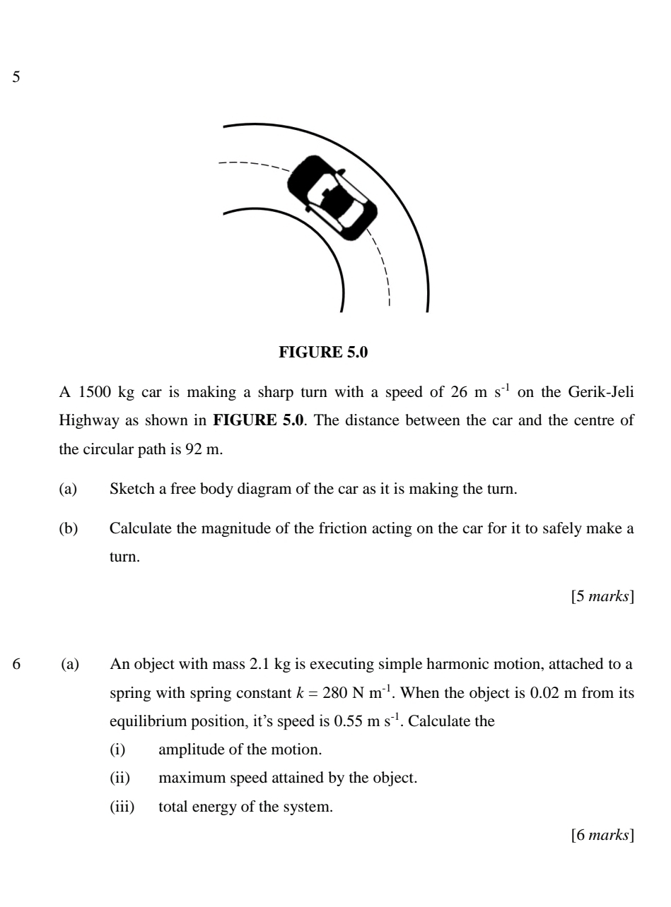 Selesai:FIGURE 5.0 A 1500 kg car is making a sharp turn with a speed of ...