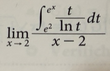 Risolto:limlimits _xto 2frac ∈t _e^2^e^x t/ln t dtx-2