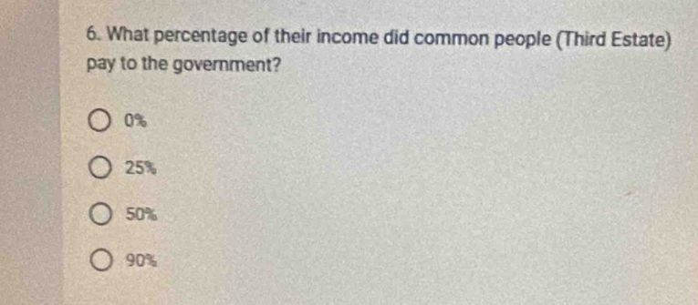 Solved: What percentage of their income did common people (Third Estate ...
