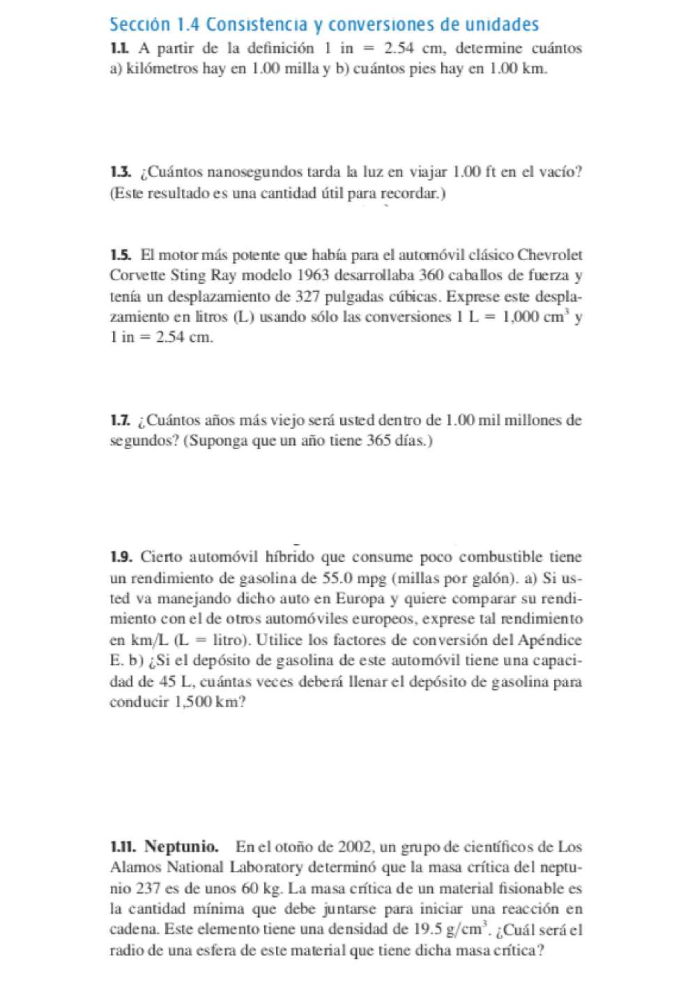 Resuelto:Sección 1.4 Consistencia y conversiones de unidades I.1. A ...