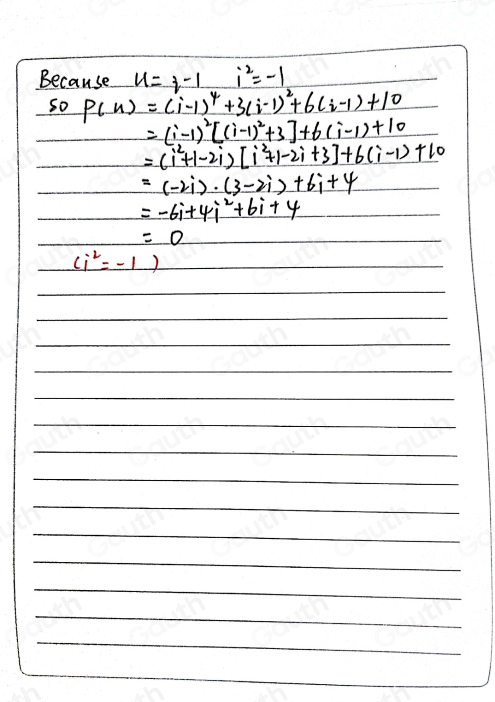Solved: The polynomial z^4+3z^2+6z+10 is denoted by p(z). The complex ...