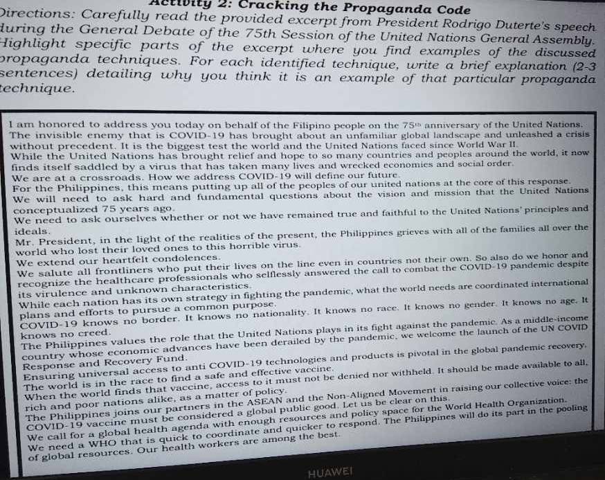 Solved: Activity 2: Cracking the Propaganda Code Directions: Carefully ...