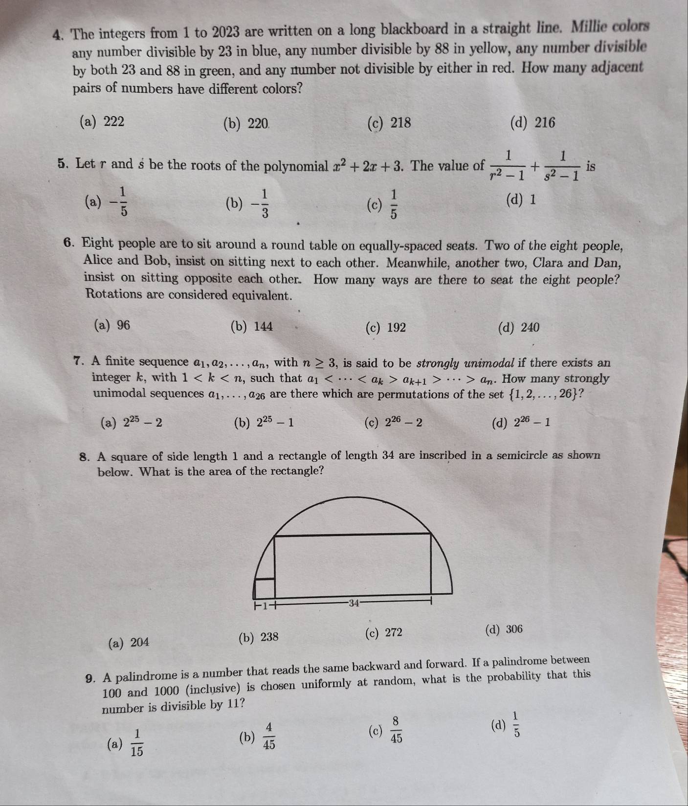 Solved: The integers from 1 to 2023 are written on a long blackboard in ...
