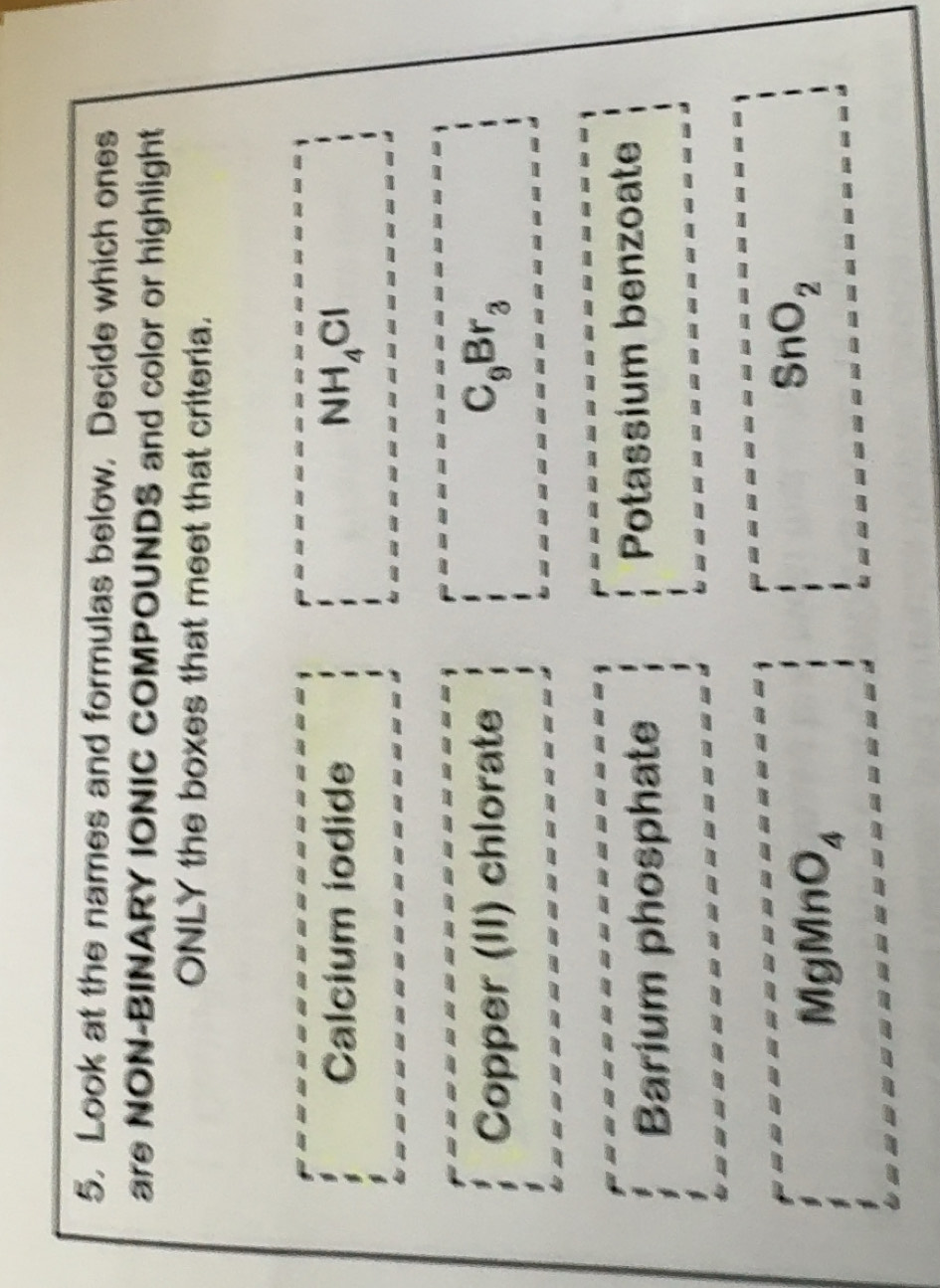 Solved: Look at the names and formulas below. Decide which ones are NON ...